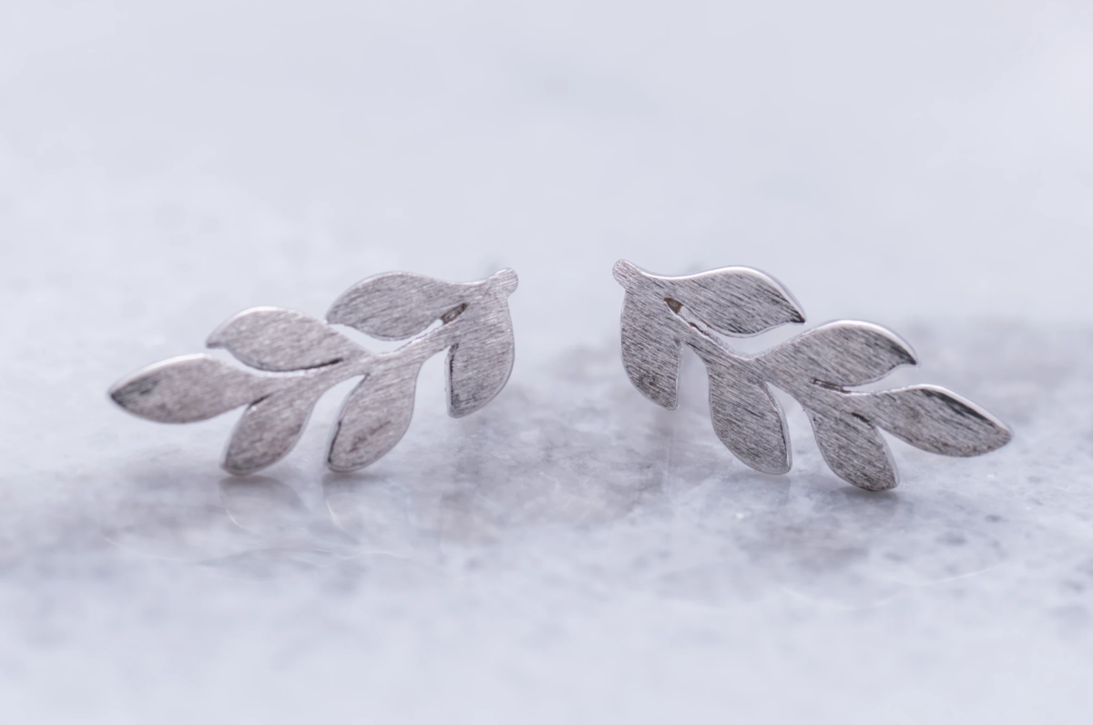 Brushed Leaf Studs | Unity